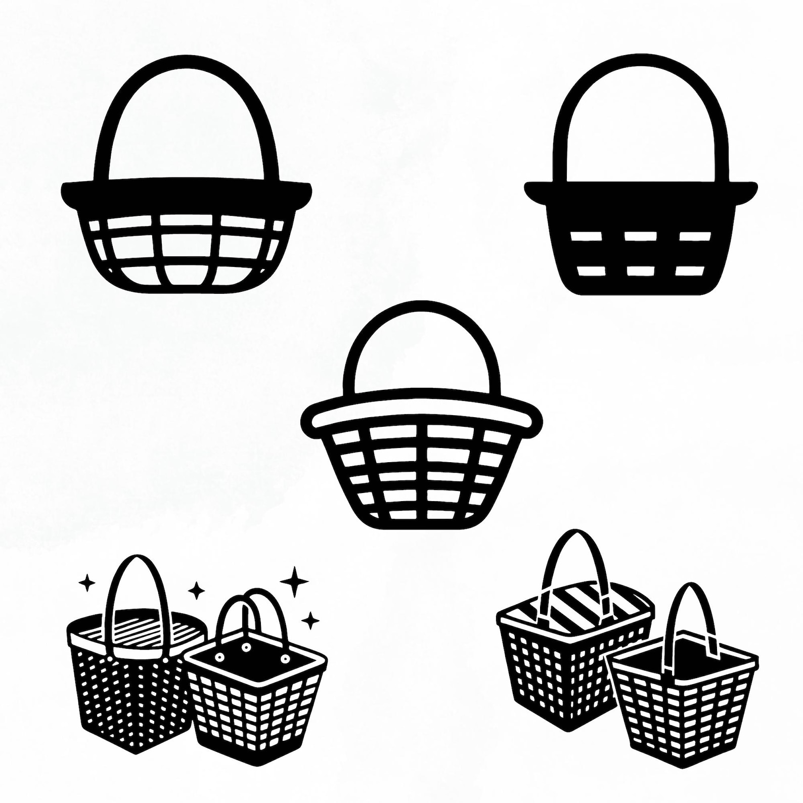 Basket Svg Bundle, Basket Clipart for Cricut, Basket Silhouette, Wicker ...