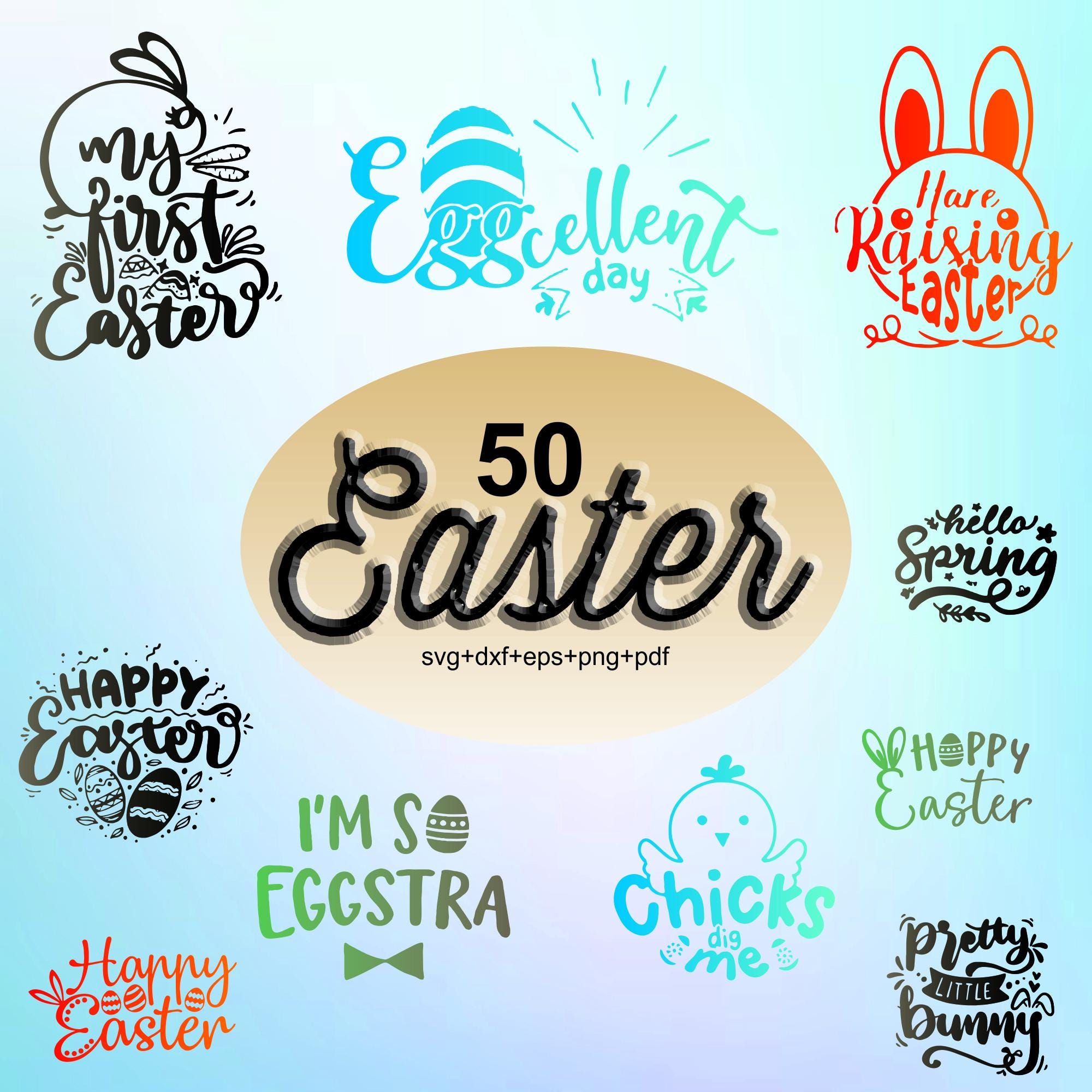 Easter Svg Bundle, Happy Easter Clipart for Cricut, Easter Silhouette ...