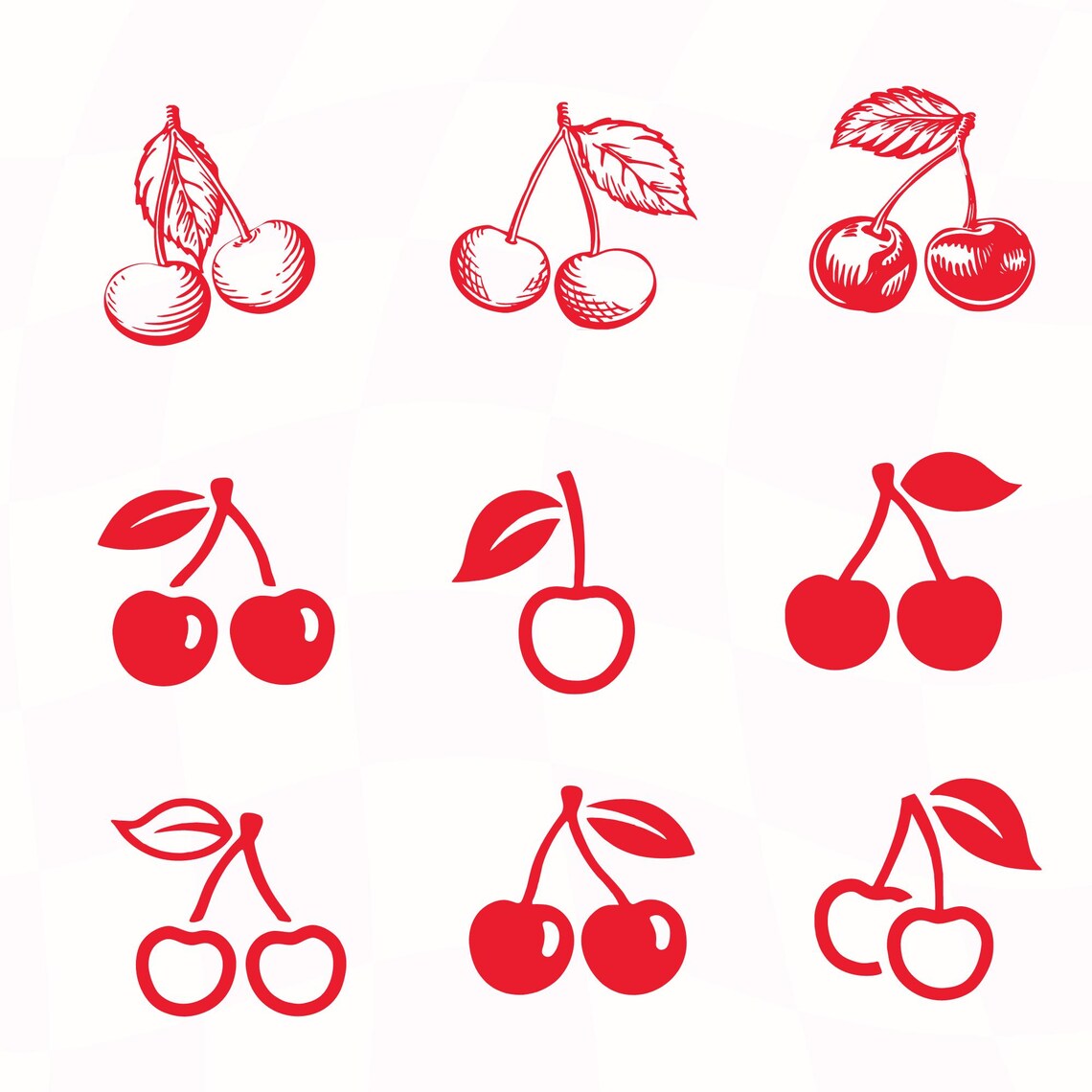 Cherry Svg Bundle , Cherry Clipart for Cricut, Fruit Silhouette, Cherry ...