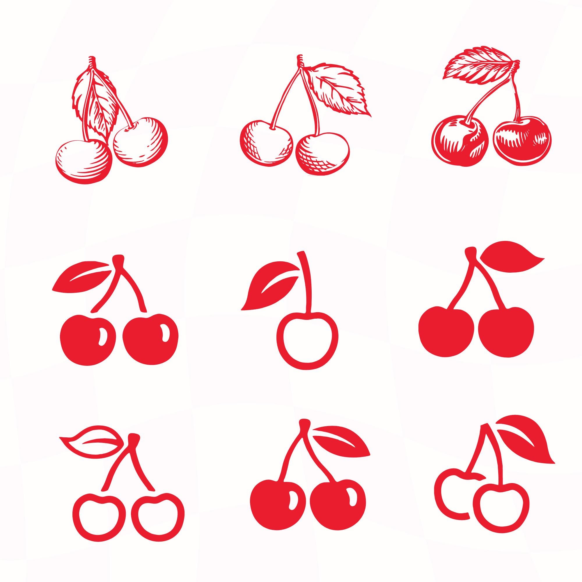 Cherry Svg Bundle , Cherry Clipart for Cricut, Fruit Silhouette, Cherry ...