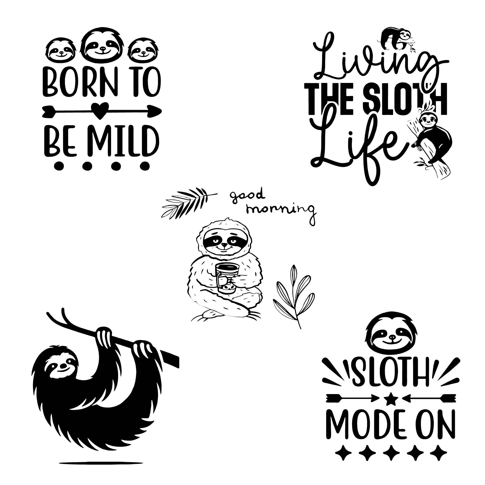 Sloth Svg Bundle, Sloth Clipart for Cricut, Cute Sloth Silhouette ...