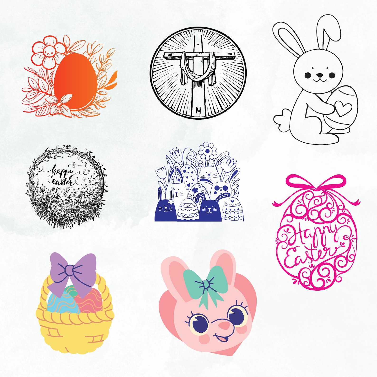 Easter Svg Bundle, Happy Easter Clipart for Cricut, Easter Silhouette ...