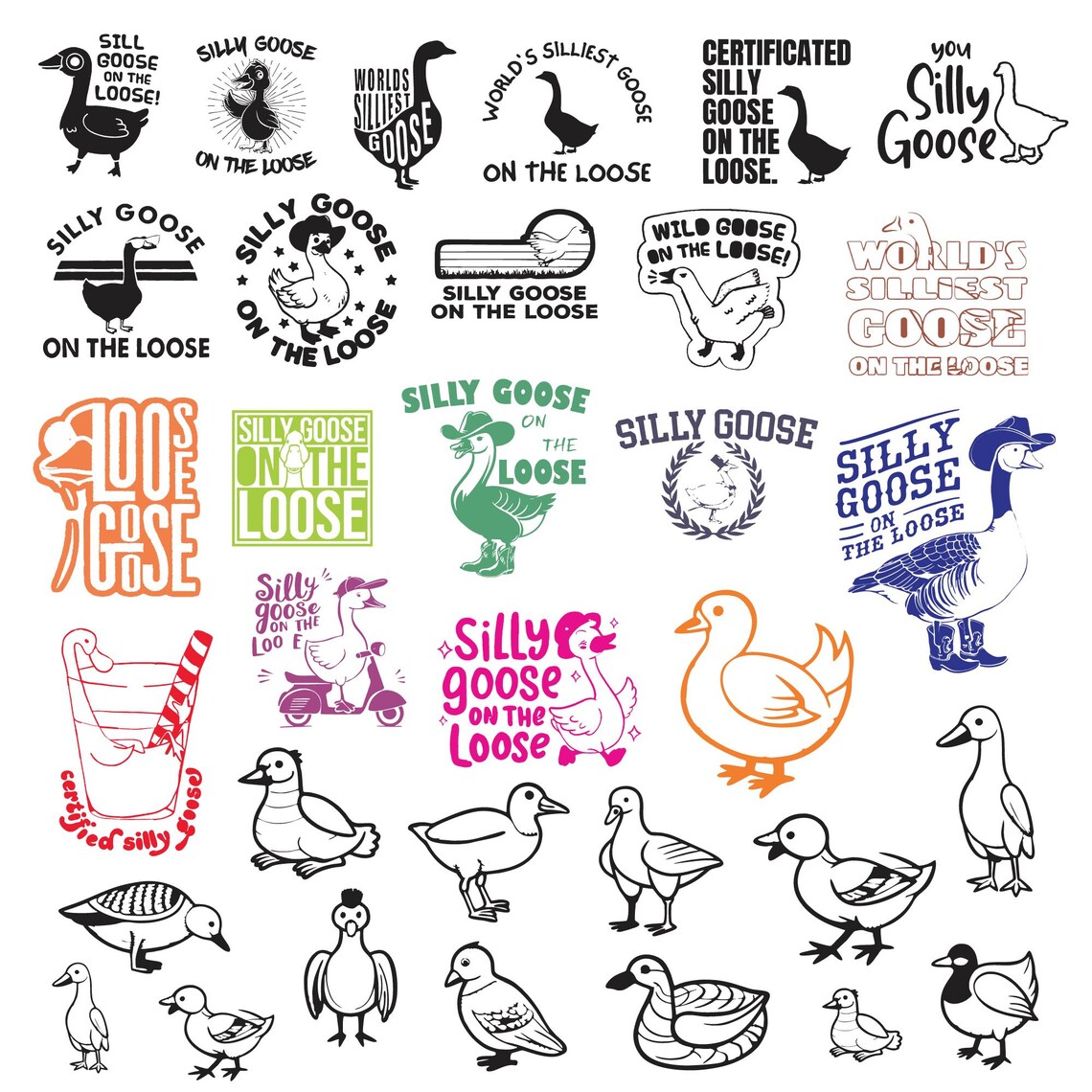 Goose Svg Bundle, Silly Goose Clipart for Cricut, Silly Goose Vector ...