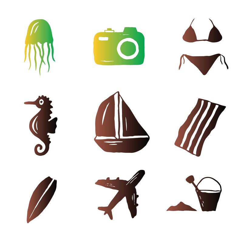 Beach Svg Bundle , Summer Clipart for Cricut, Beach Silhouette, Beach ...