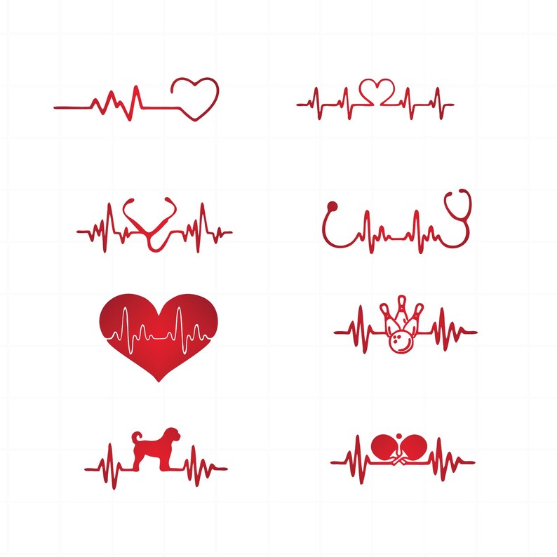Heart Beat Svg Bundle, Heart Beat Clipart for Cricut, Heartbeat ...