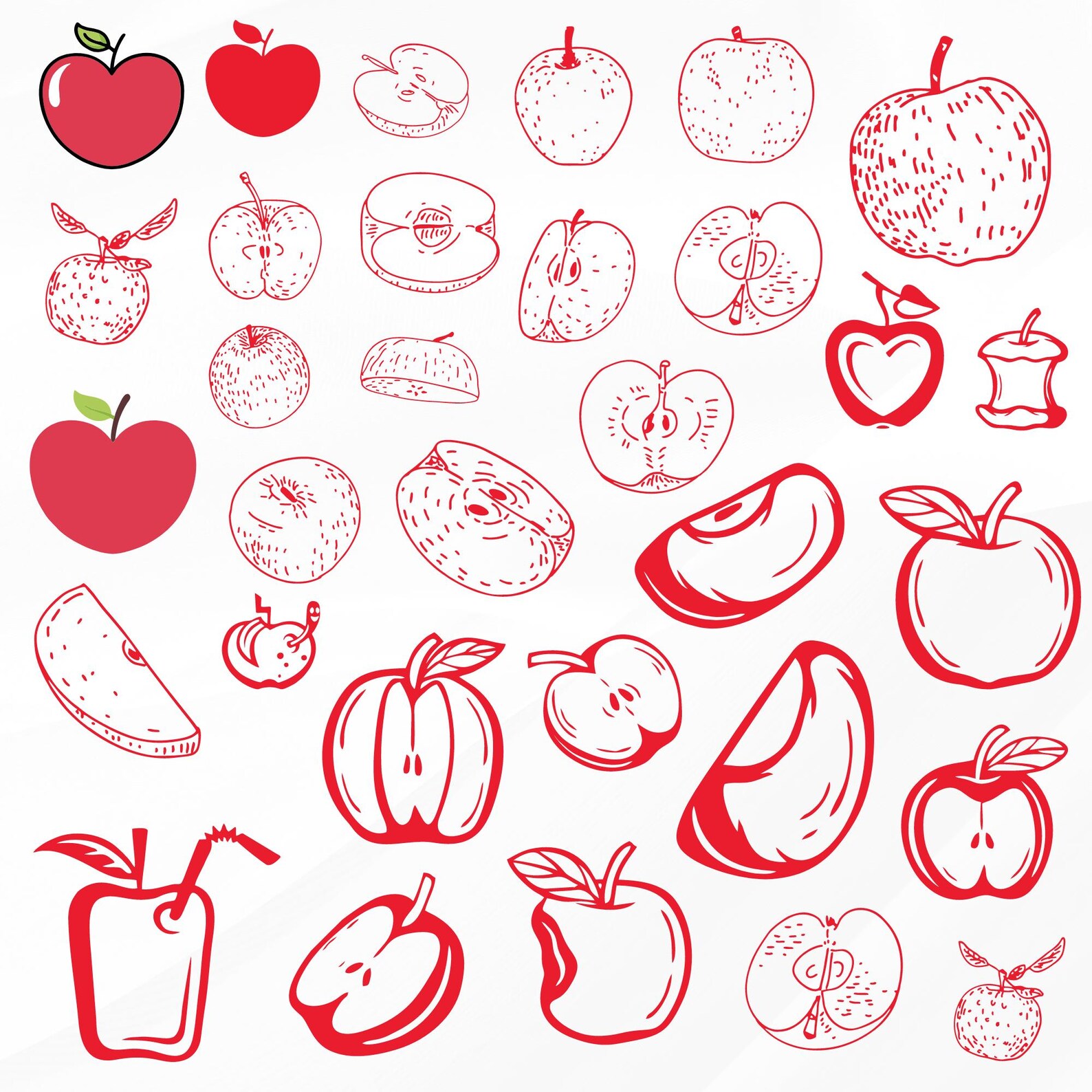 Apple Svg Bundle, Apple Clipart for Cricut, Apple Silhouette, Apple ...