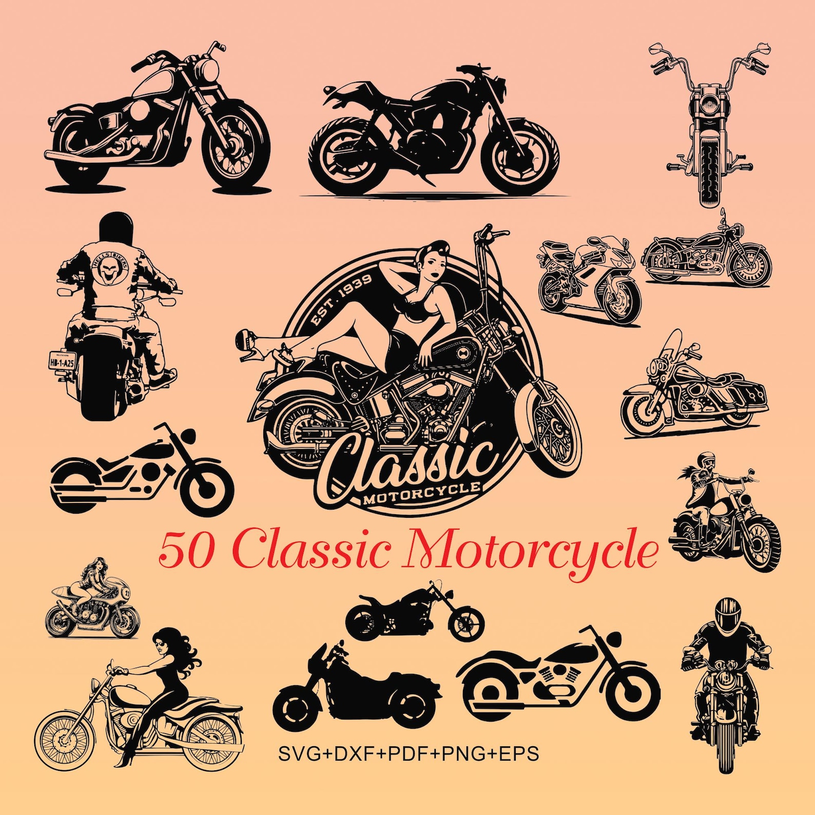 Classic Motorcycles Svg Bundle, Motorcycle Clipart for Cricut ...