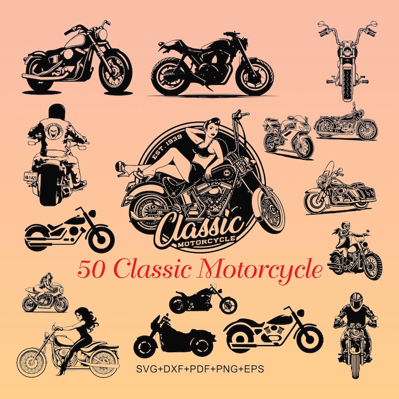 Classic Motorcycles Svg Bundle, Motorcycle Clipart for Cricut ...