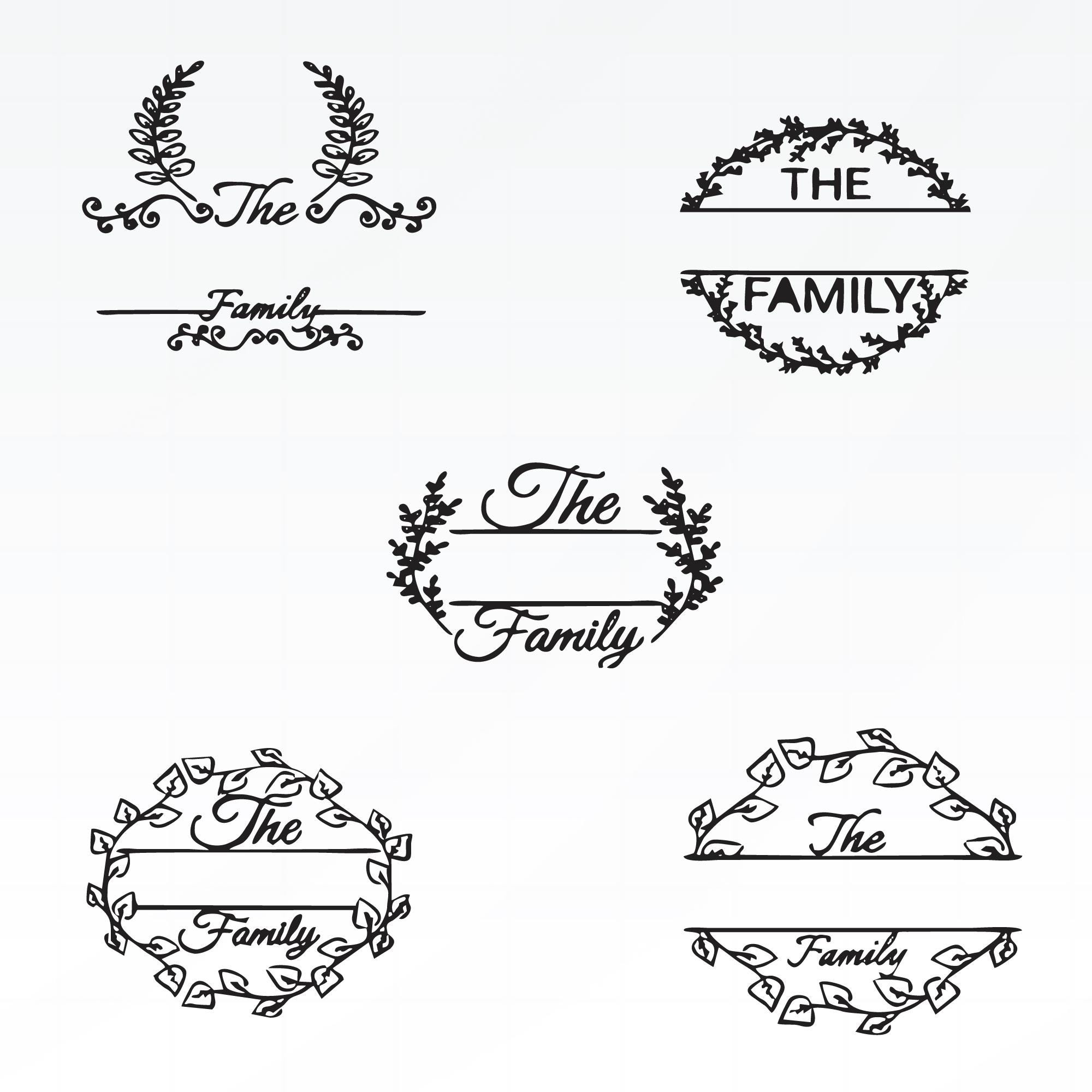 Family Name Monogram Svg Bundle, Family Name Monogram Clipart for ...
