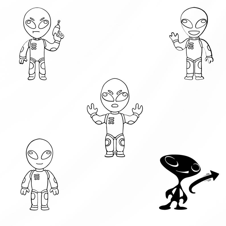 Alien Svg Bundle, Alien Clipart for Cricut, Alien Ship Silhouette ...