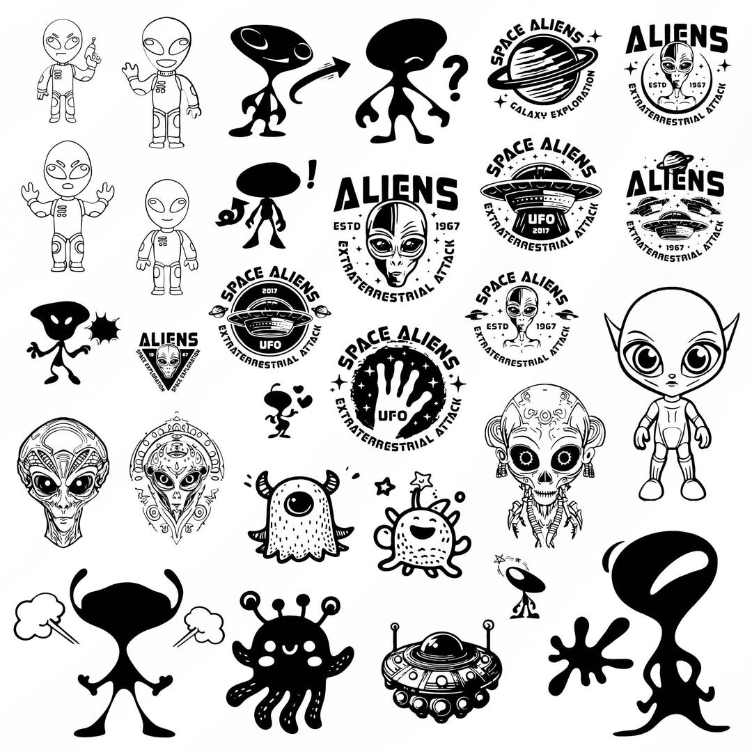 Alien Svg Bundle, Alien Clipart for Cricut, Alien Ship Silhouette ...