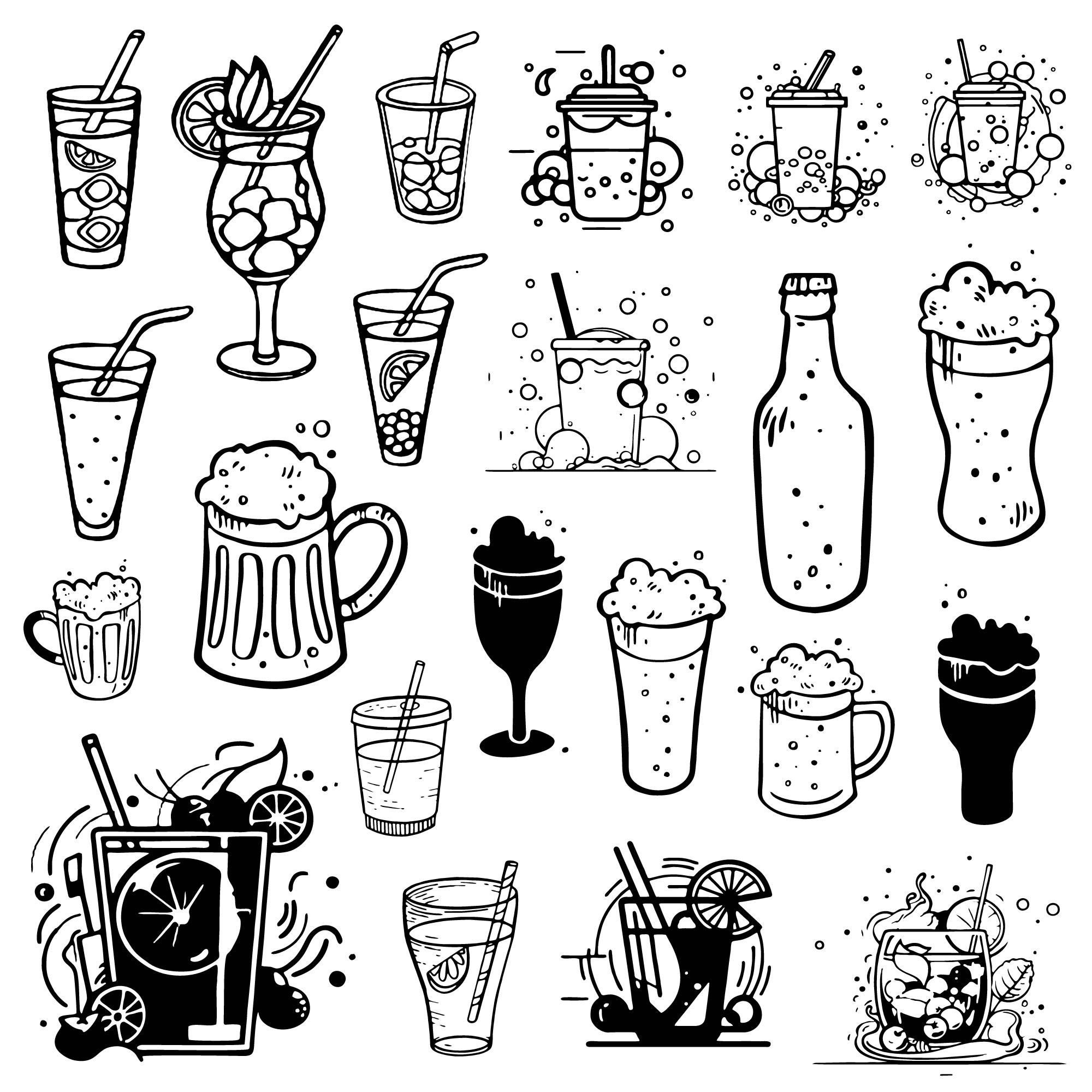 Soda Svg Bundle Clipart Cricut Drinks Silhouette Soda Drinks Vector Bar ...