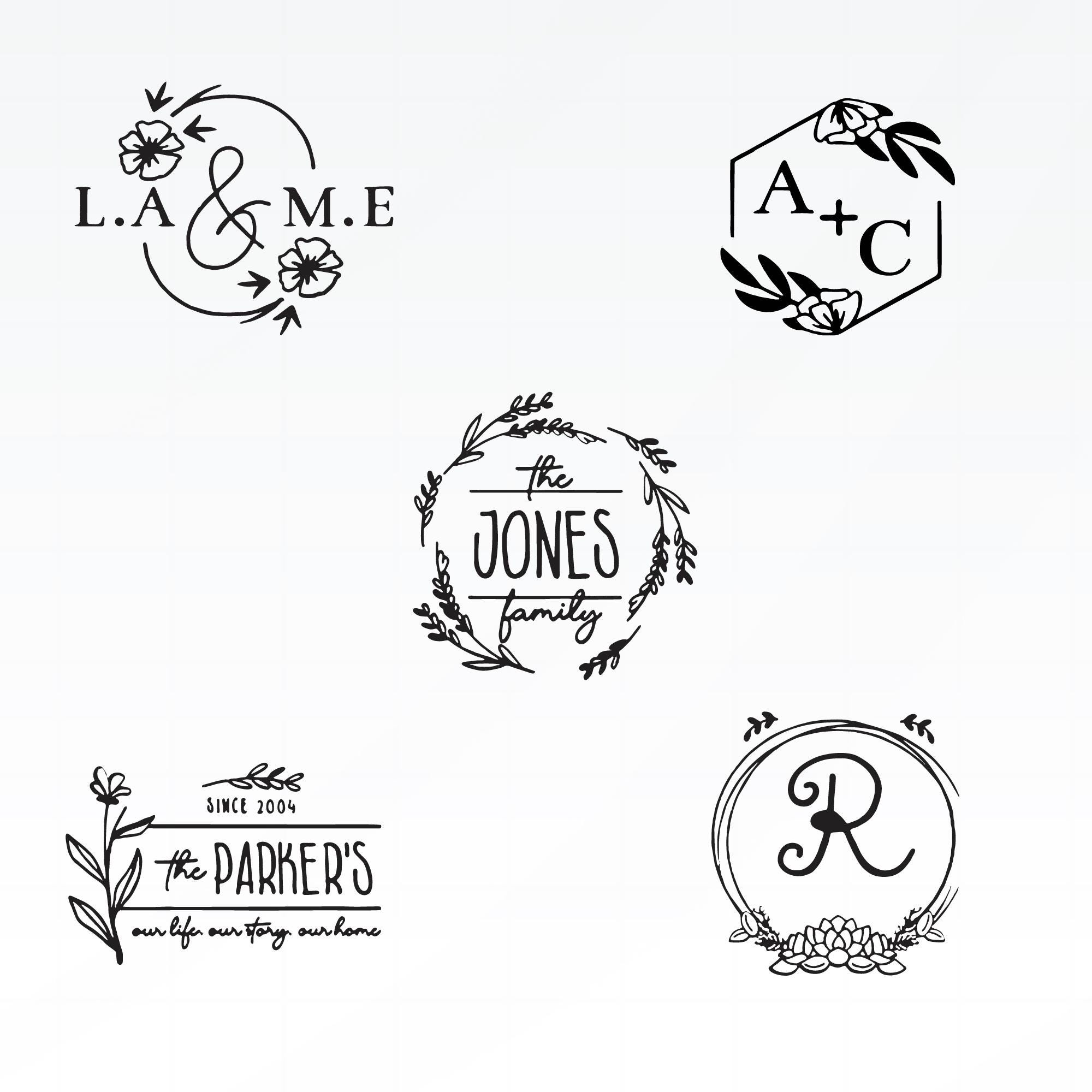 Family Name Monogram Svg Bundle, Family Name Monogram Clipart for ...