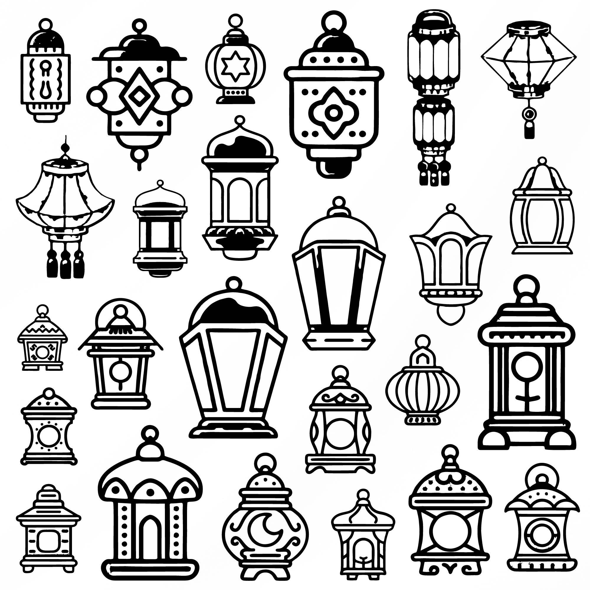 Lantern Svg Bundle Clipart Cricut Camping Lamp Silhouette Lantern ...