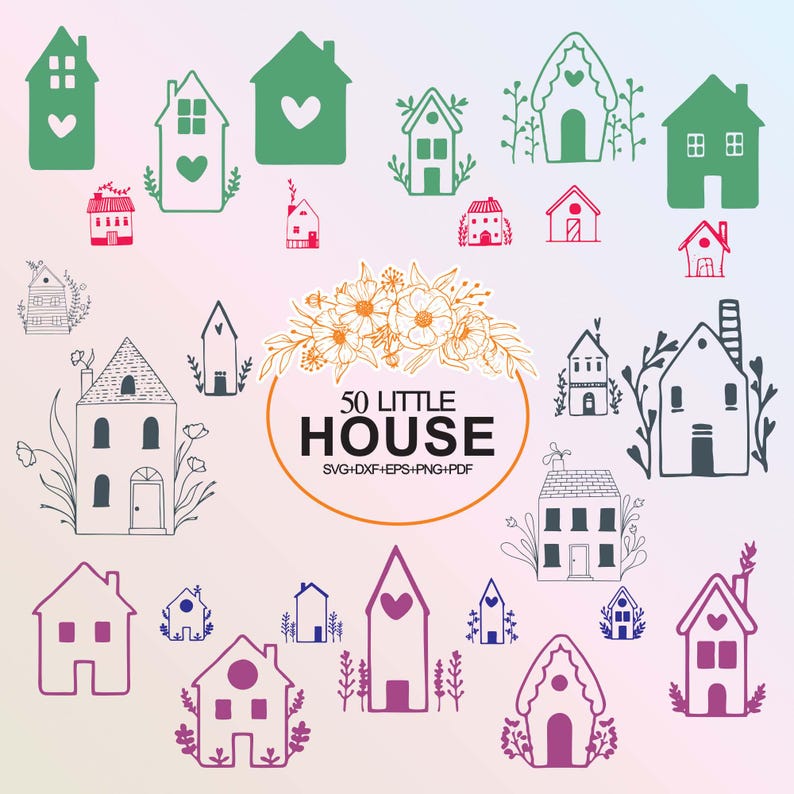 House Svg Bundle , Little House Clipart for Cricut, Roof House ...