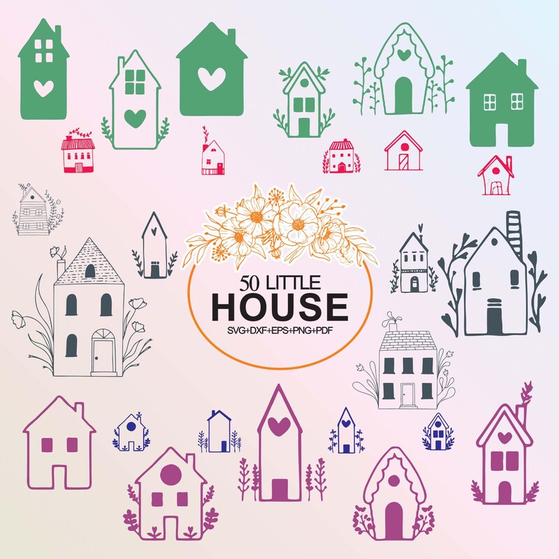 Little Houses Clipart - Etsy