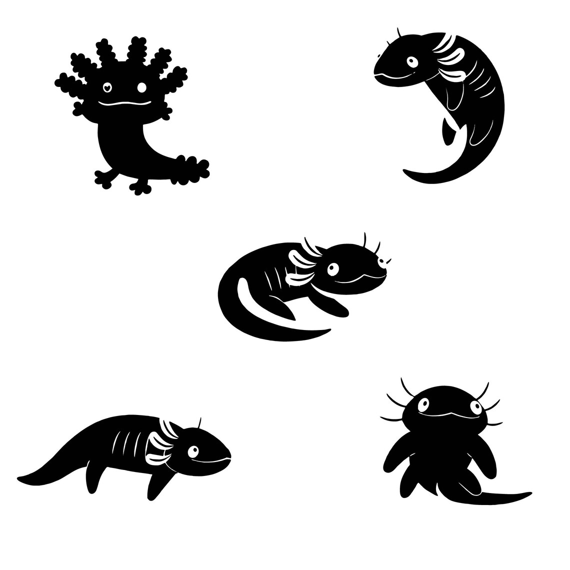 Axolotl Svg Bundle, Cute Axolotl Clipart for Cricut, Axolotl Silhouette ...