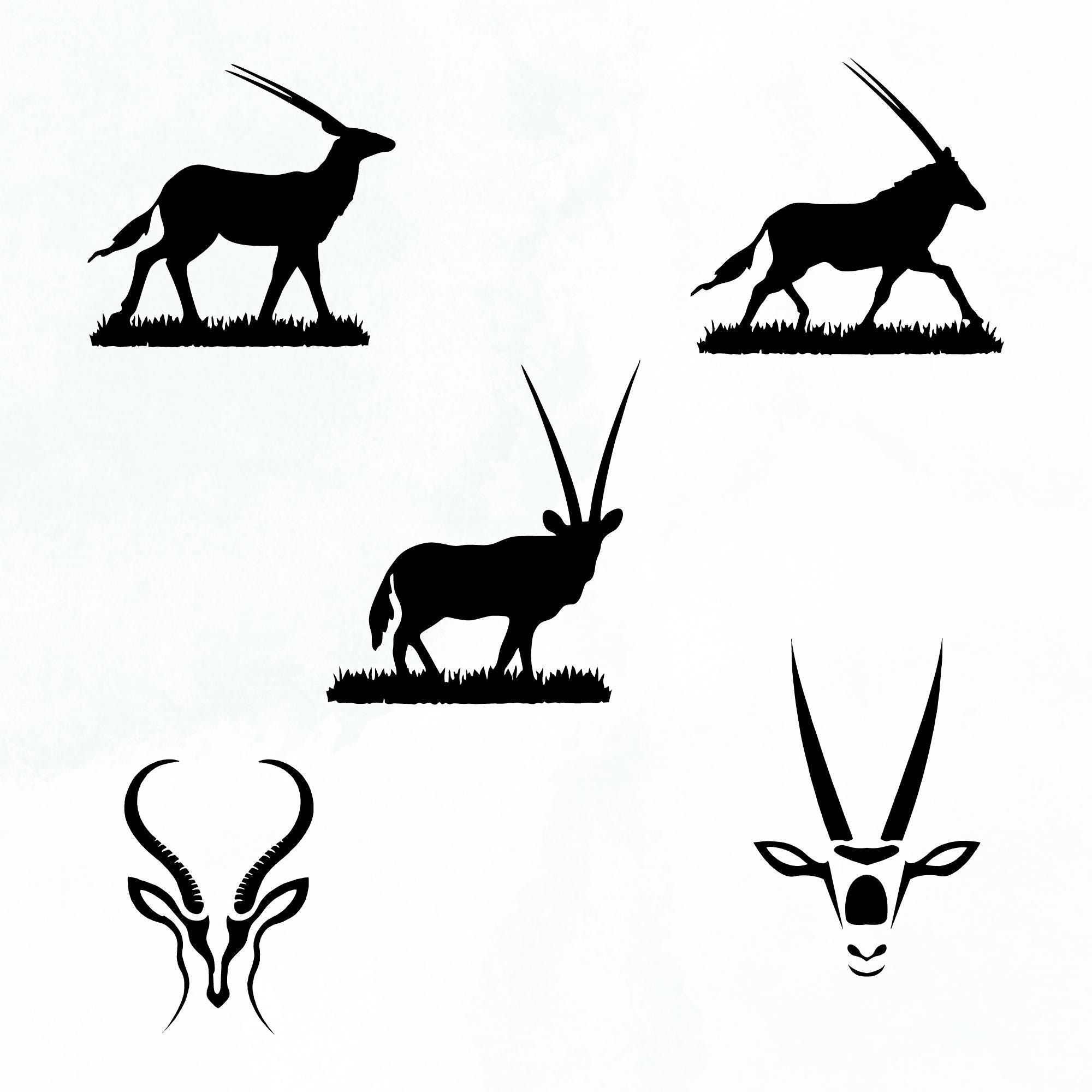 Oryx Svg Bundle, Oryx Clipart for Cricut, Animal Silhouette, Oryx ...