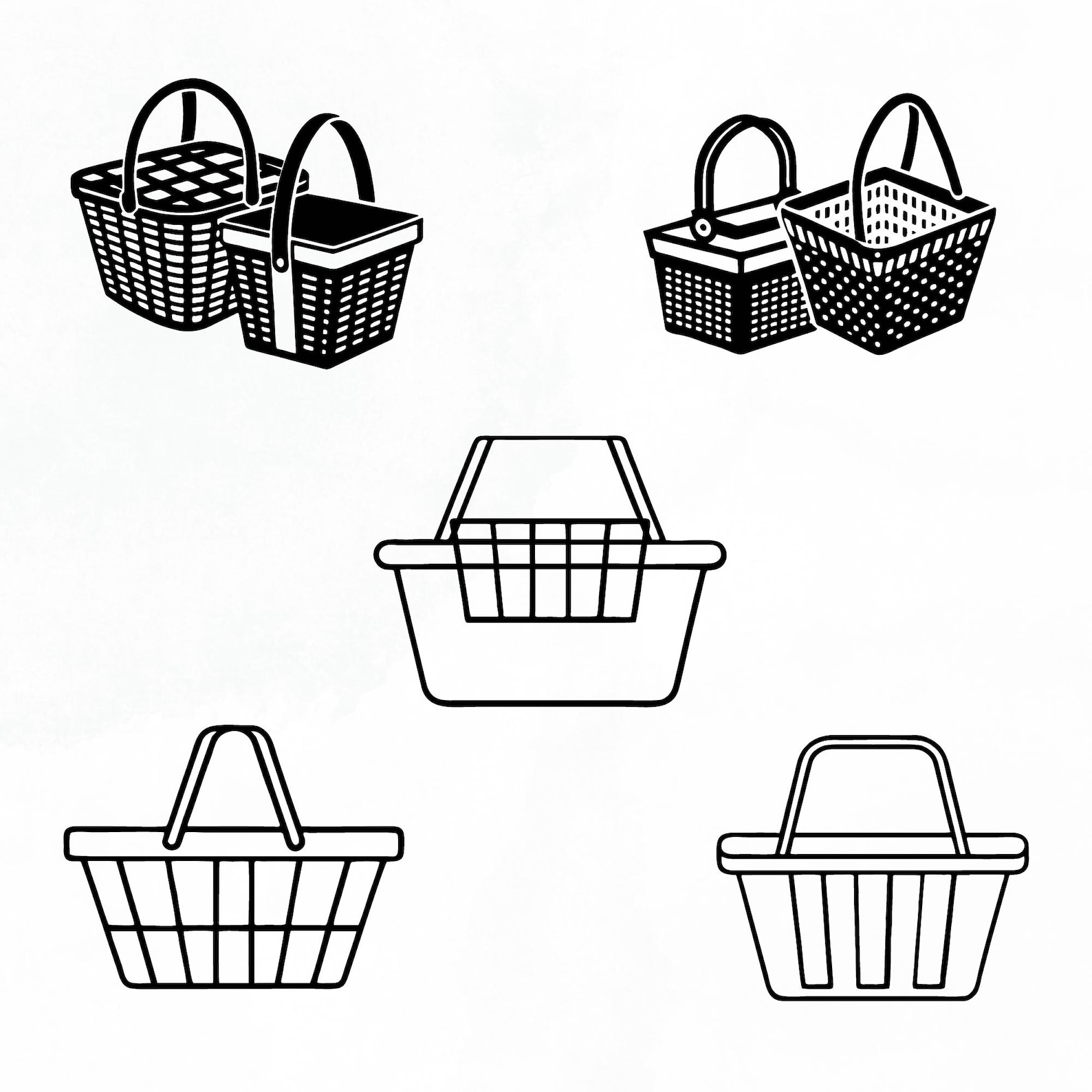 Basket Svg Bundle, Basket Clipart for Cricut, Basket Silhouette, Wicker ...