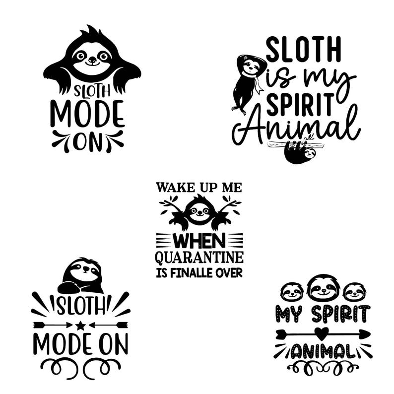 Sloth Svg Bundle, Sloth Clipart for Cricut, Cute Sloth Silhouette ...
