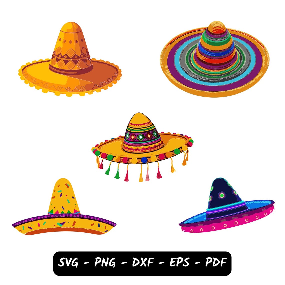 Sombrero SVG Bundle, Sombrero Clipart, Fiesta Svg, Sombrero Silhouette ...