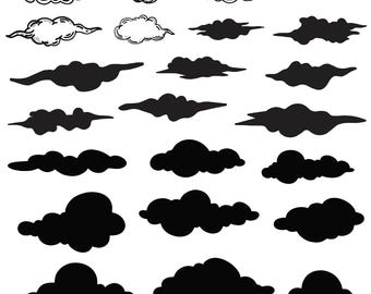 Clouds Svg Bundle Clipart Cricut Clouds Silhouette Fluffy Clouds Vector ...