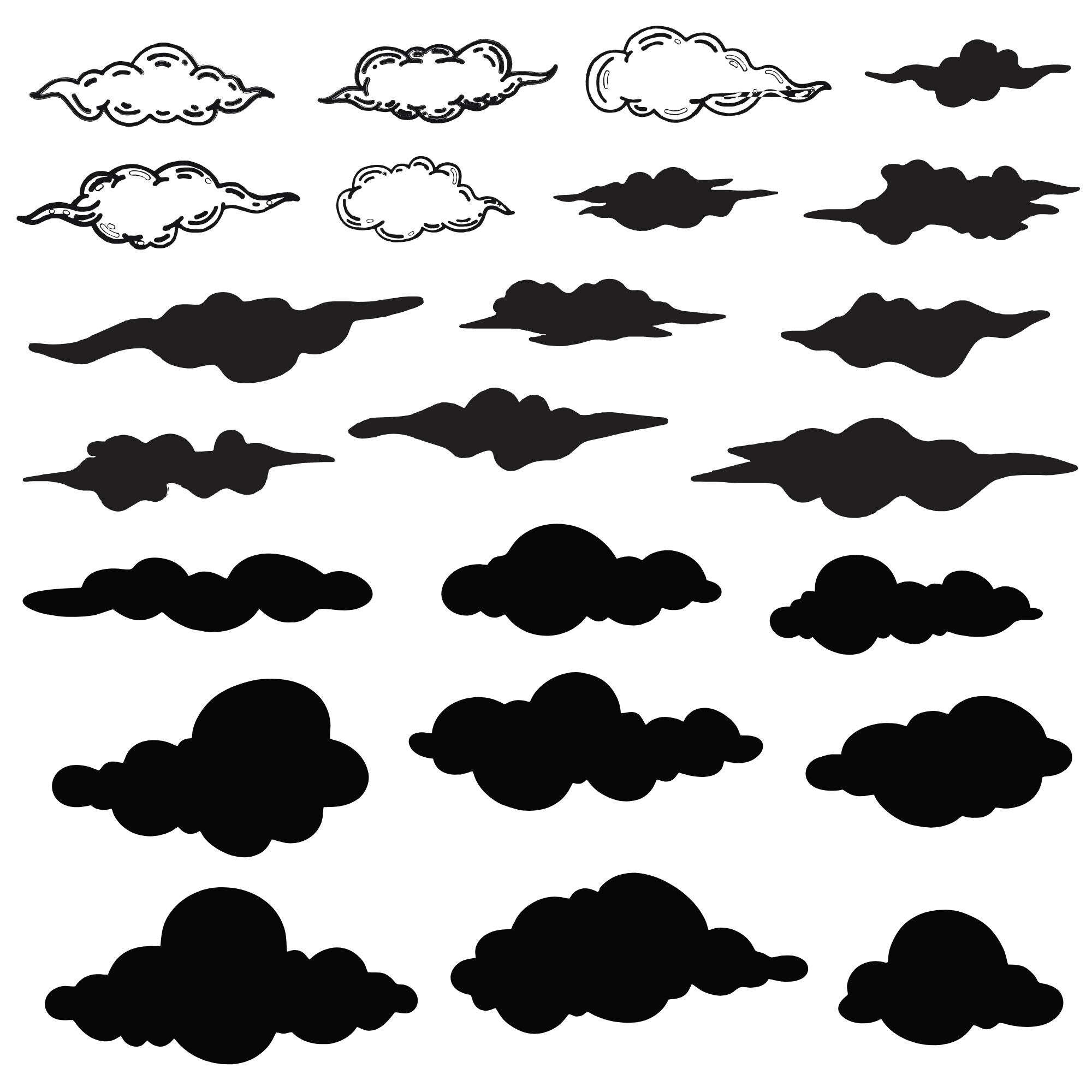 Clouds Svg Bundle Clipart Cricut Clouds Silhouette Fluffy Clouds Vector ...
