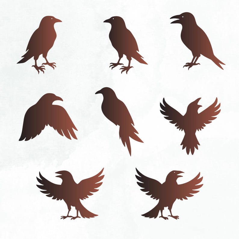 Crow Svg Bundle, Raven Clipart for Cricut, Crow Silhouette, Crow Vector ...