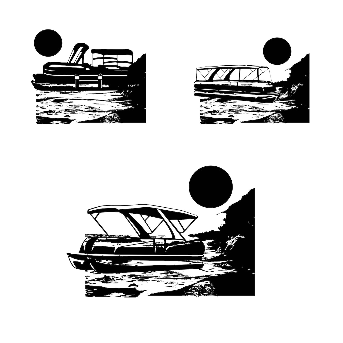 Pontoon Boat Svg Bundle, Boat Clipart, Pontoon Boat Scene Vector, Boat ...