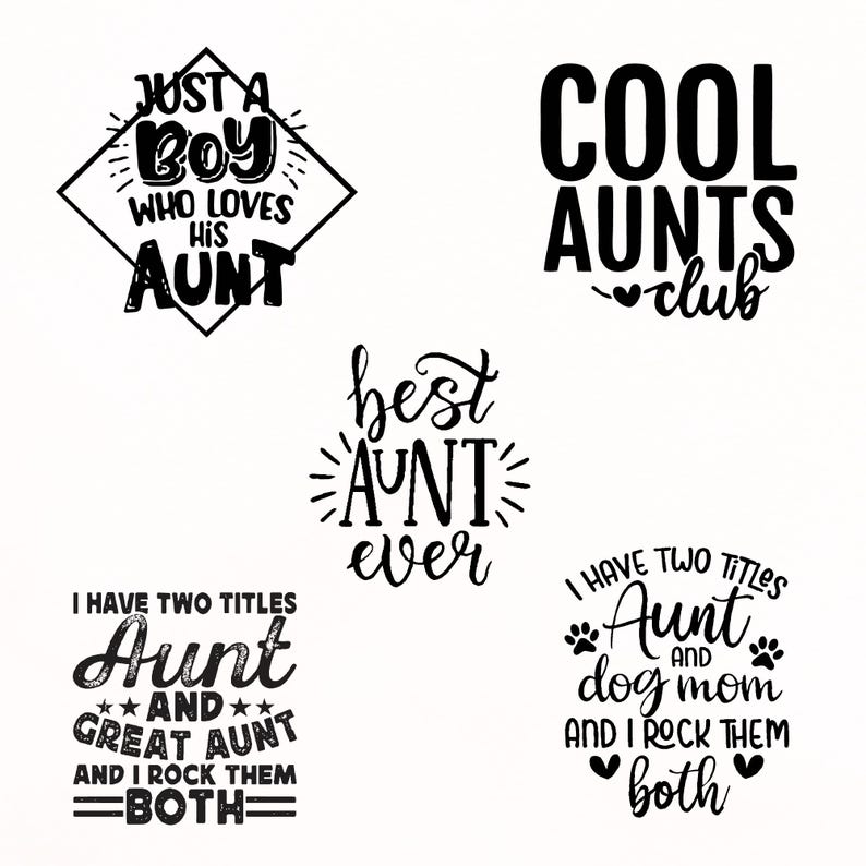 Aunt Svg Bundle, Aunt Clipart for Cricut, Auntie Silhouette, Aunt ...