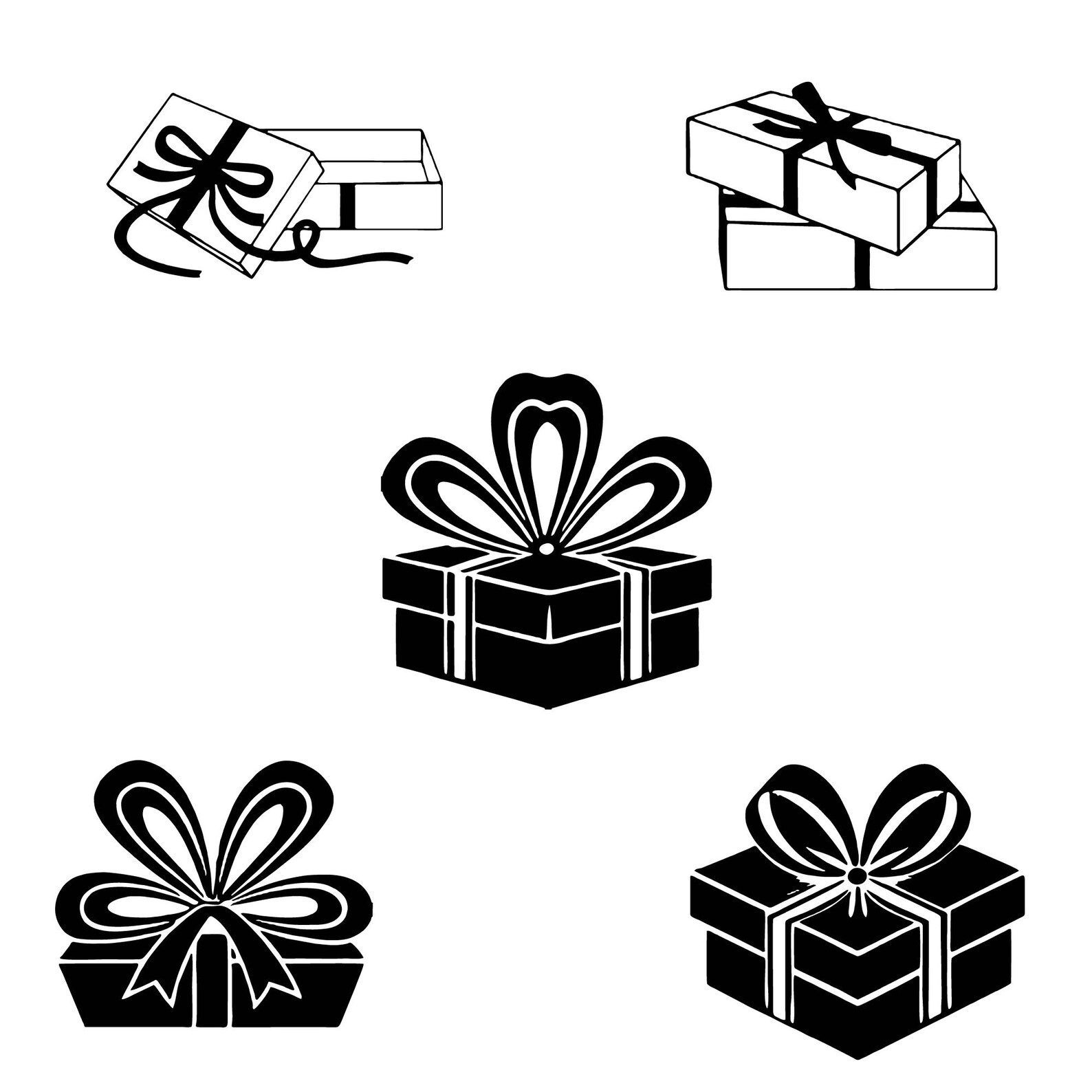 Gift Svg Bundle Clipart Cricut Present Silhouette Birthday Gift Vector ...