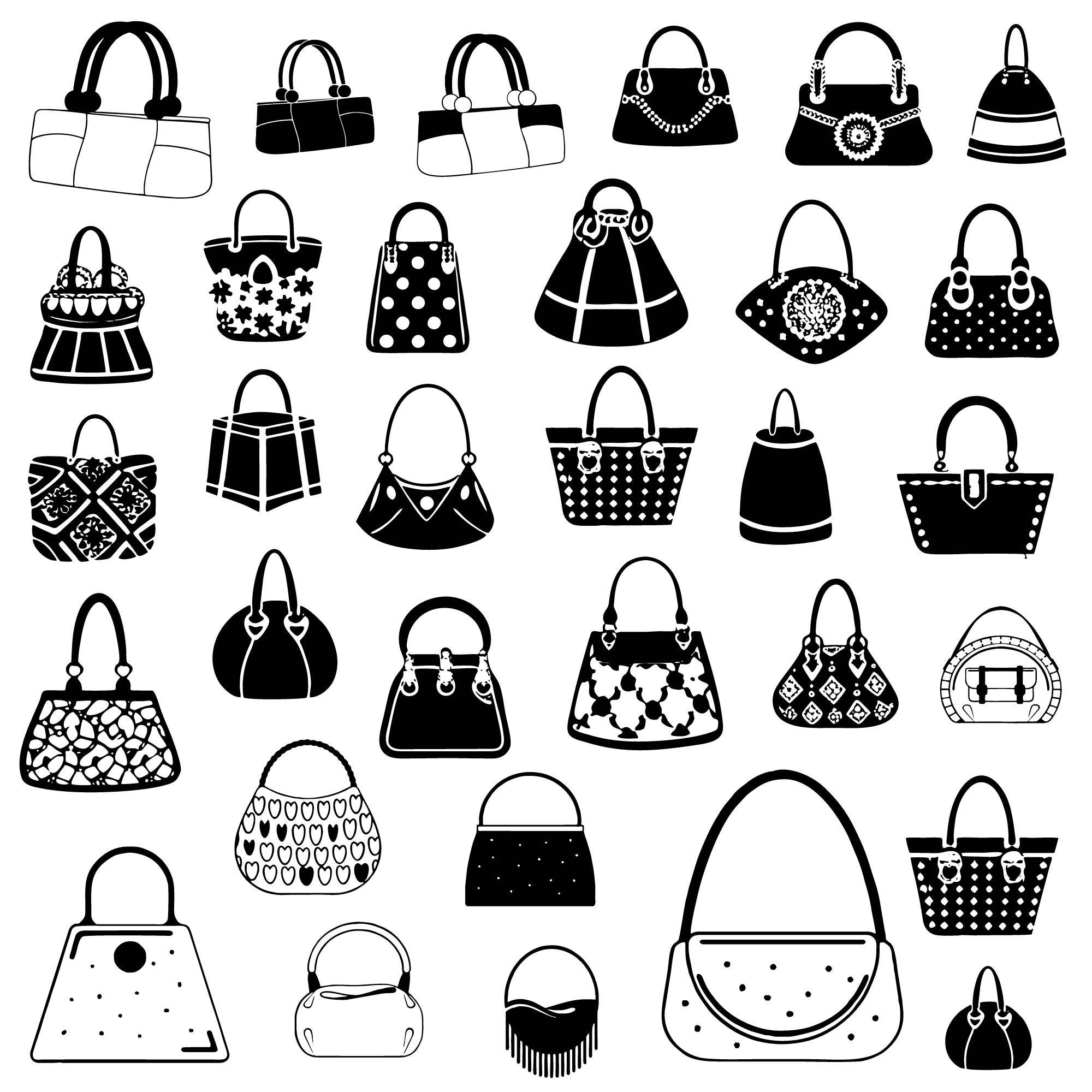Handbag Svg Bundle, Handbag Clipart for Cricut, Purse Silhouette ...