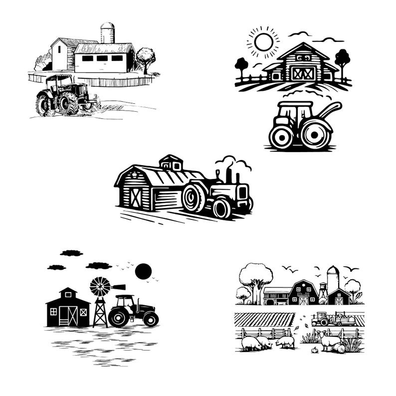 Tractor Svg Bundle, Barn and Tractor Clipart, Tractor Silhouette ...