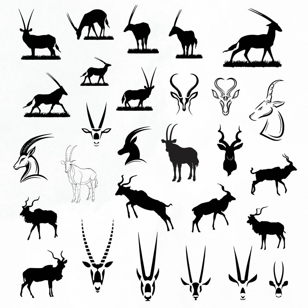 Oryx Svg Bundle, Oryx Clipart for Cricut, Animal Silhouette, Oryx ...