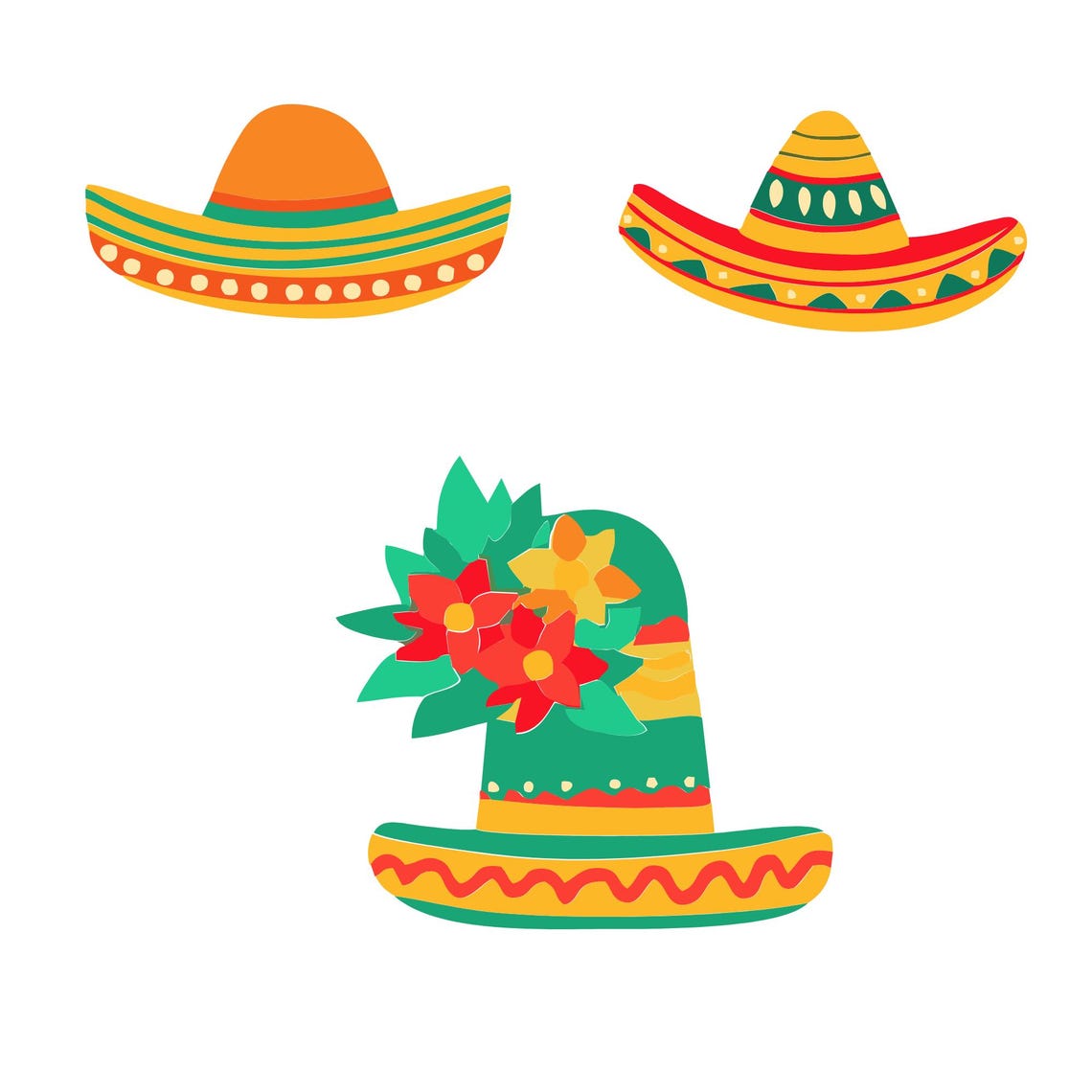 Sombrero Svg Bundle, Sombrero Clipart, Sombrero Hat Vector, Mexican Hat ...
