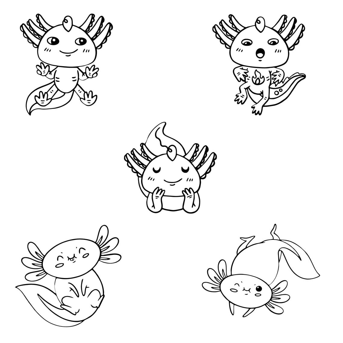 Axolotl Svg Bundle, Cute Axolotl Clipart for Cricut, Axolotl Silhouette ...