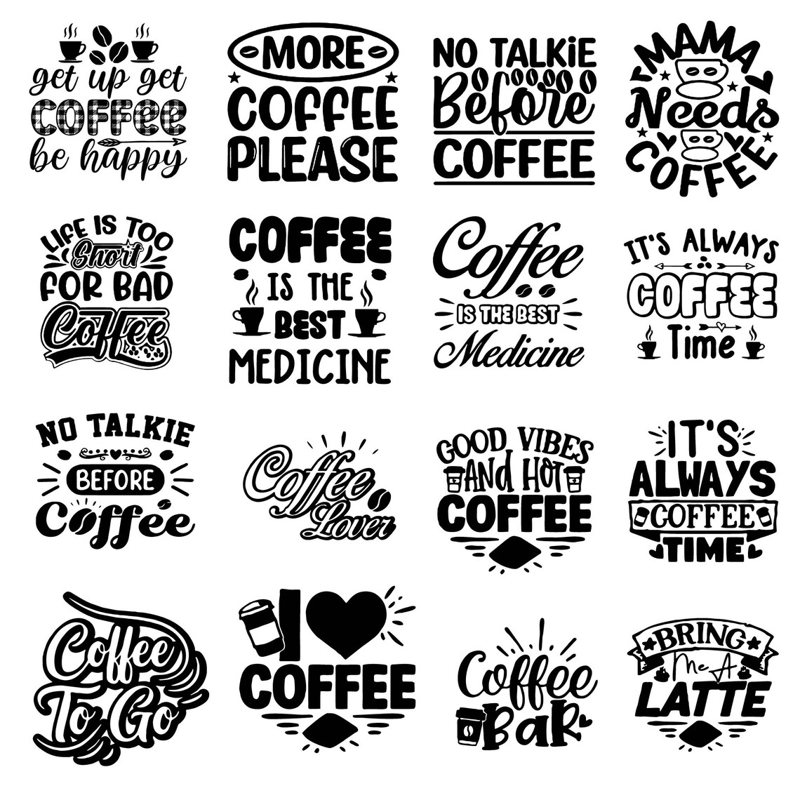 Coffee Bundle Svg Bundle Clipart Cricut Coffee Quotes Bundle Silhouette ...