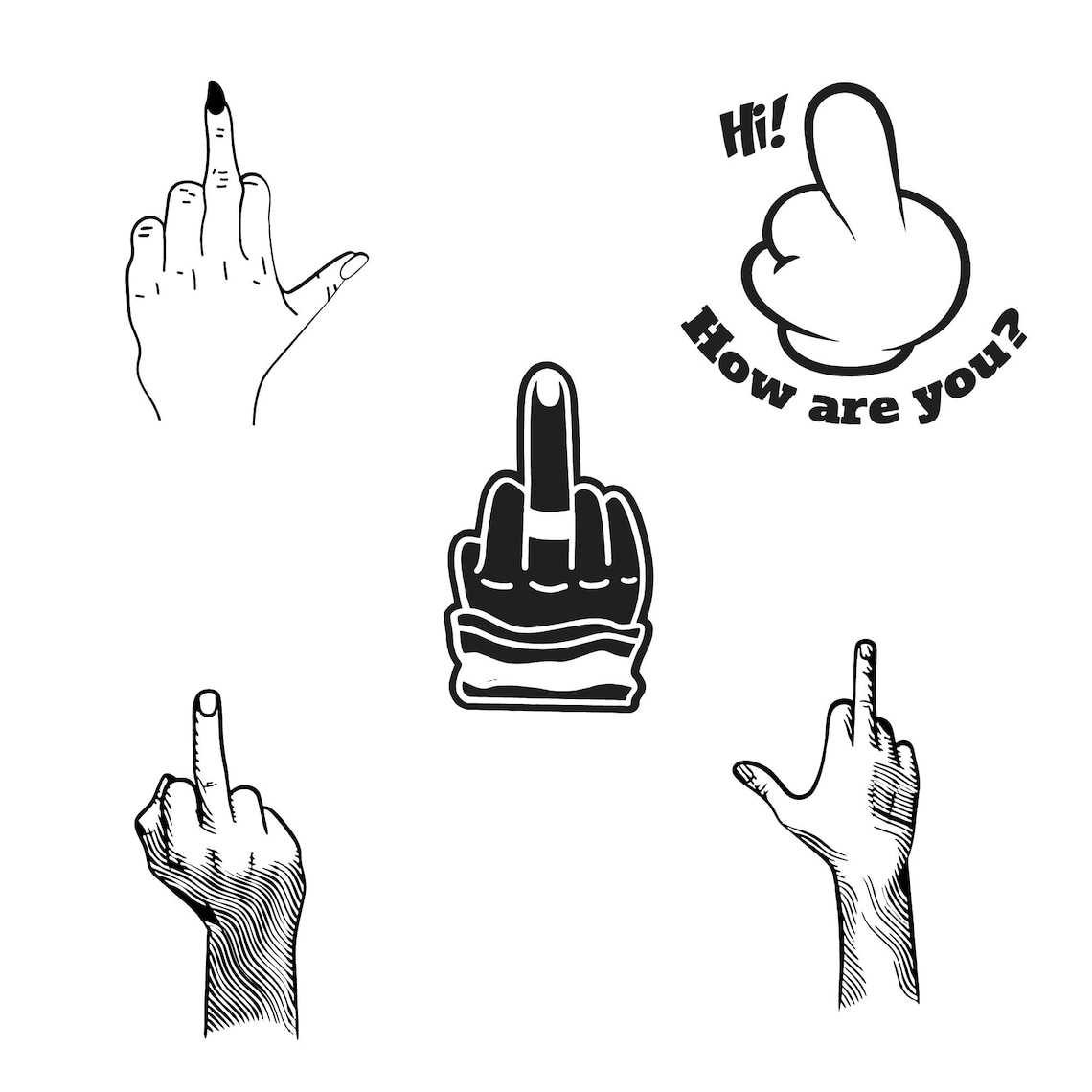 Middle Finger Svg Bundle, Middle Finger Clipart for Cricut, Skeleton ...