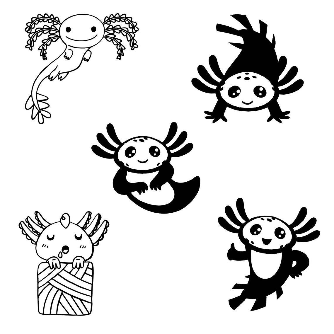 Axolotl Svg Bundle, Cute Axolotl Clipart for Cricut, Axolotl Silhouette ...