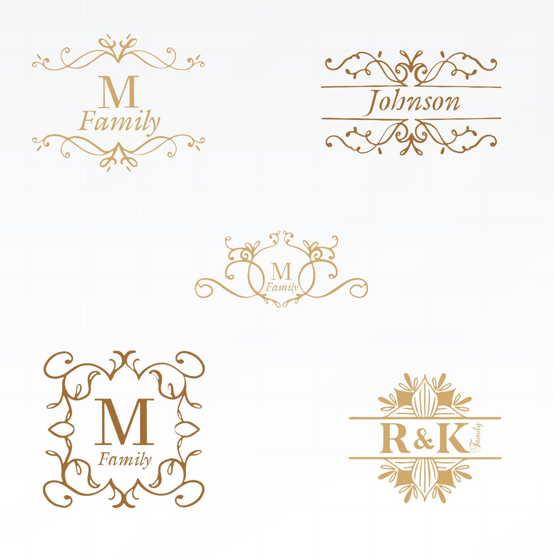 Family Name Monogram Svg Bundle, Family Name Monogram Clipart for ...