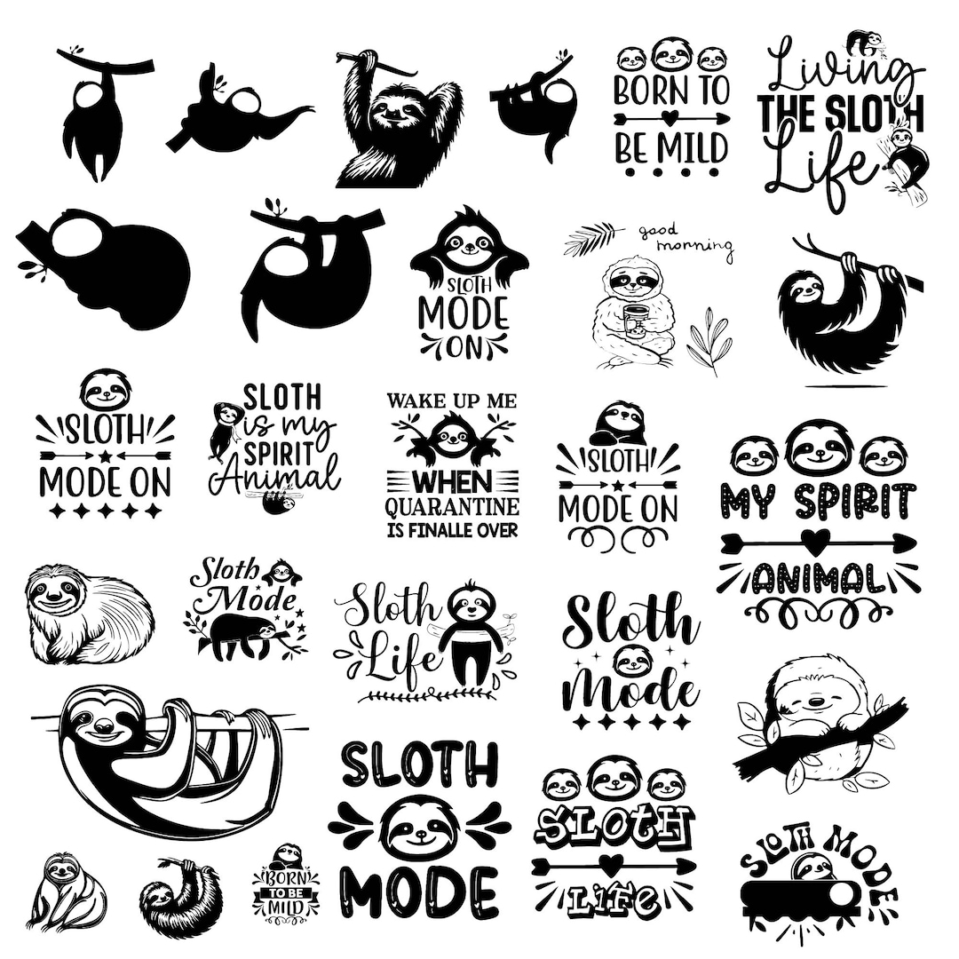 Sloth Svg Bundle, Sloth Clipart for Cricut, Cute Sloth Silhouette ...