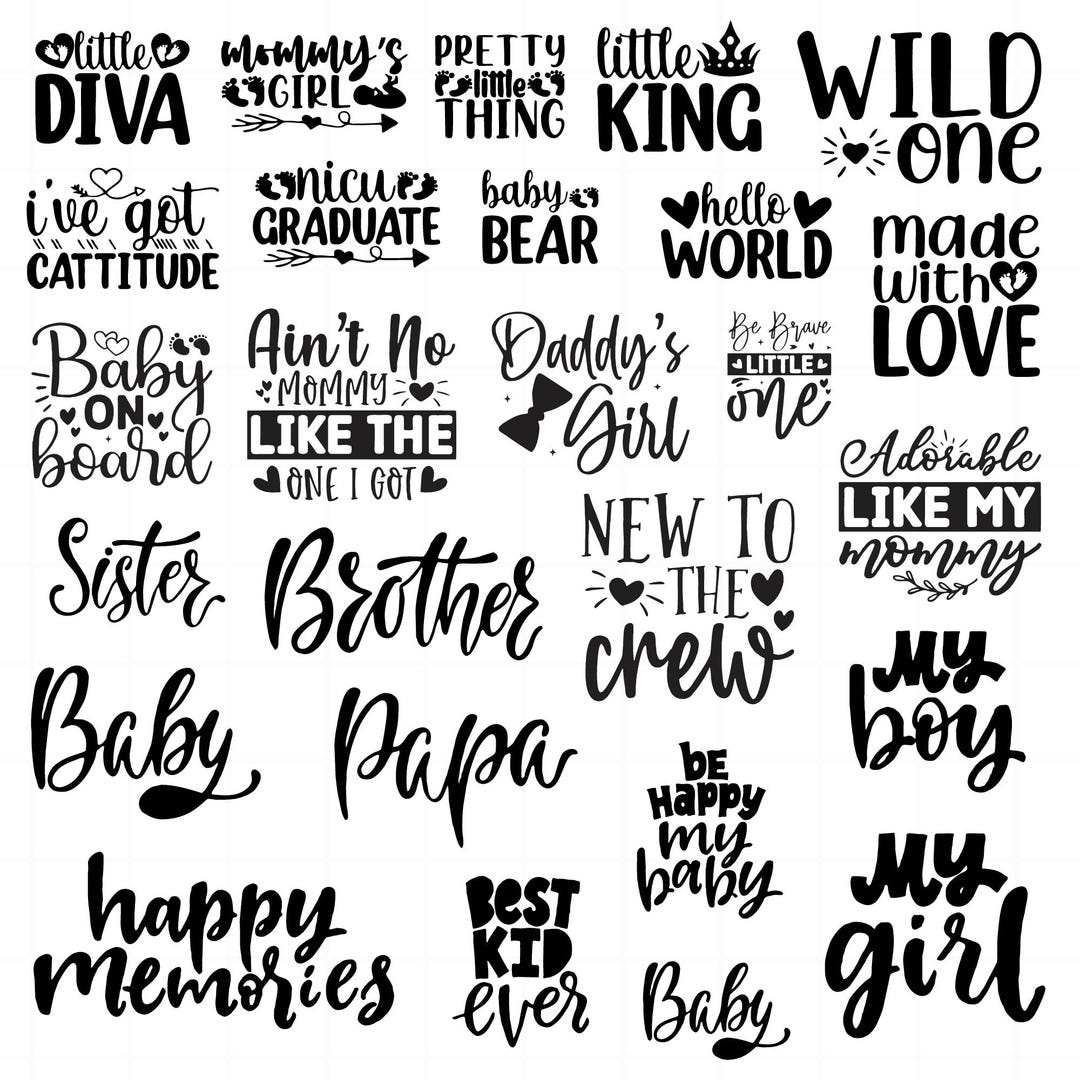 German Baby Svg Bundle, Baby Clipart for Cricut, Baby Quotes Silhouette ...