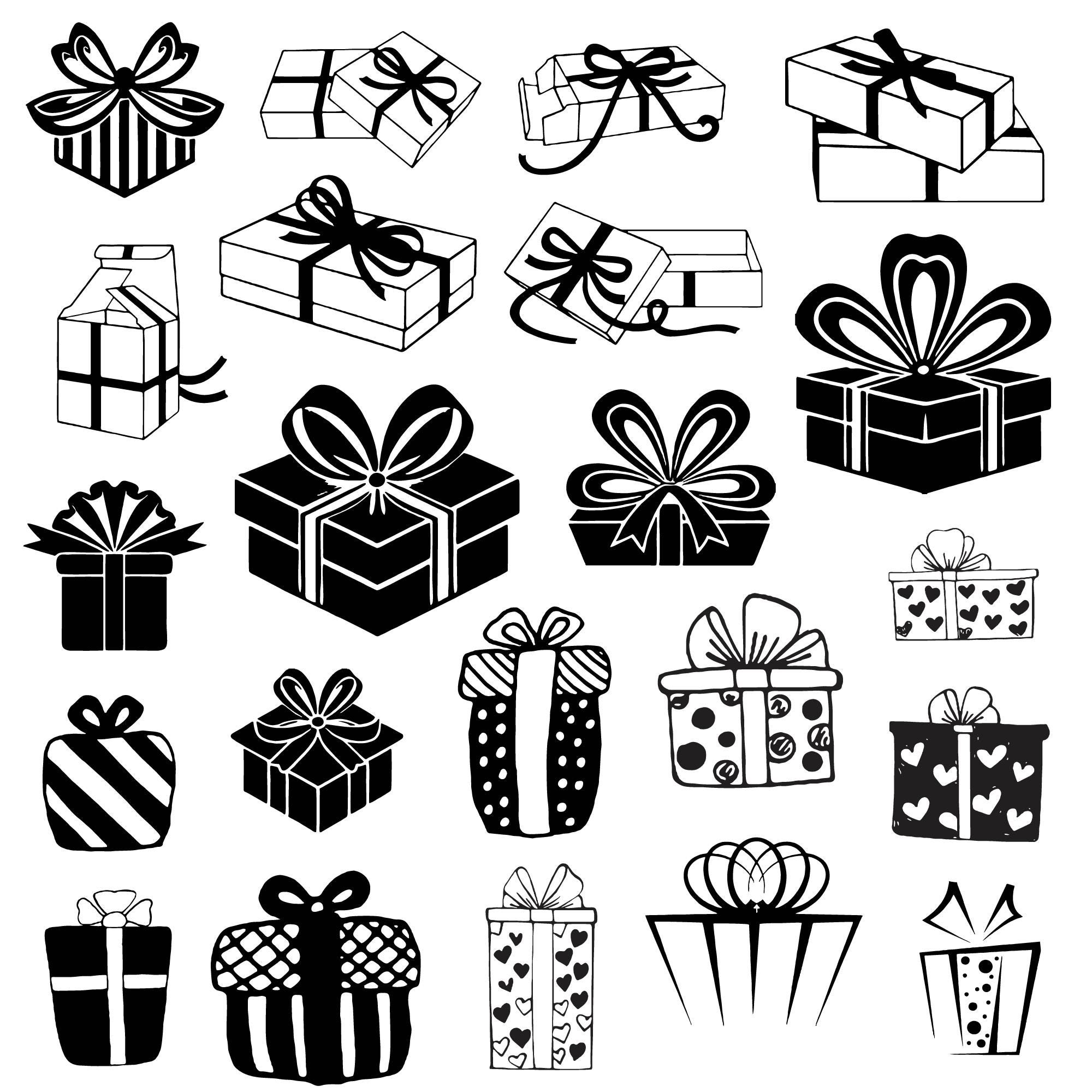 Gift Svg Bundle Clipart Cricut Present Silhouette Birthday Gift Vector ...