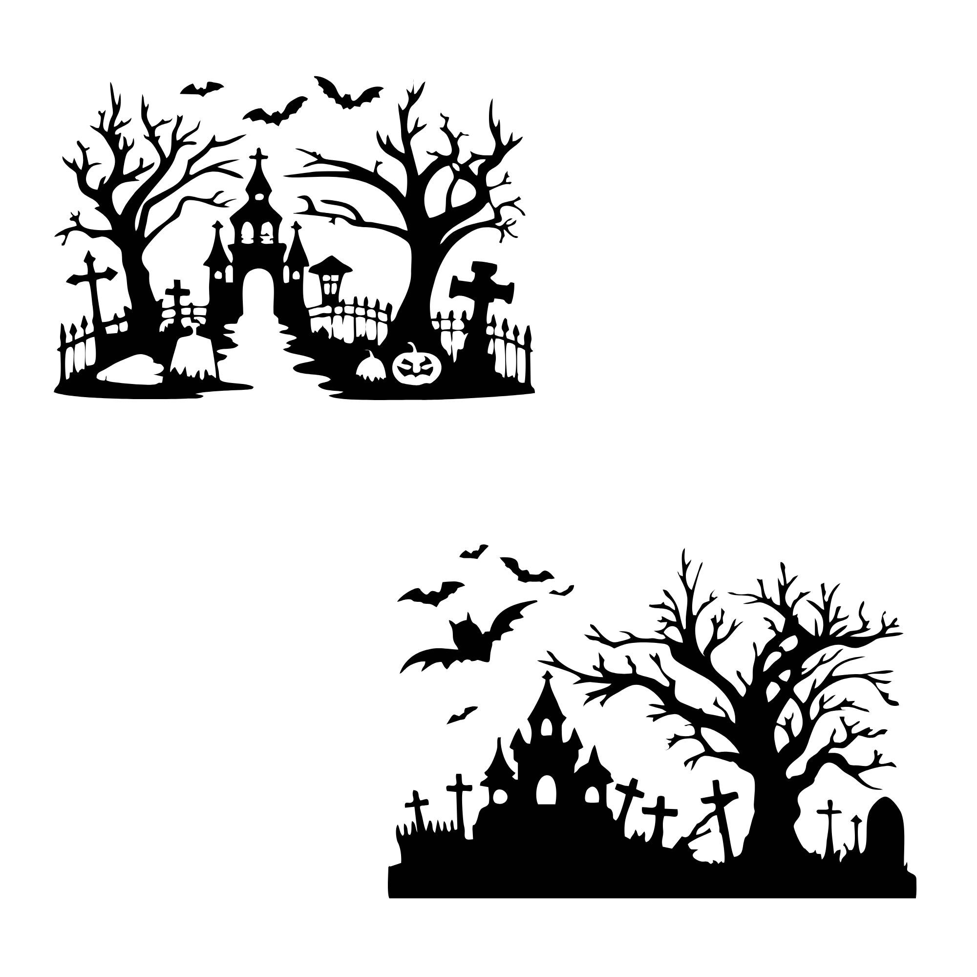 Halloween Scene Svg Bundle, Halloween Clipart, Spooky Scenes Vector ...