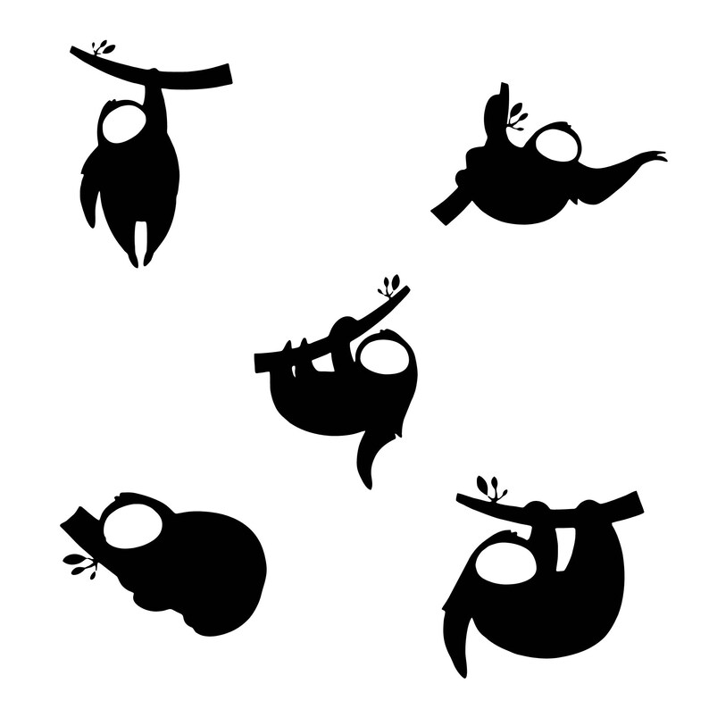 Sloth Svg Bundle, Sloth Clipart for Cricut, Cute Sloth Silhouette ...