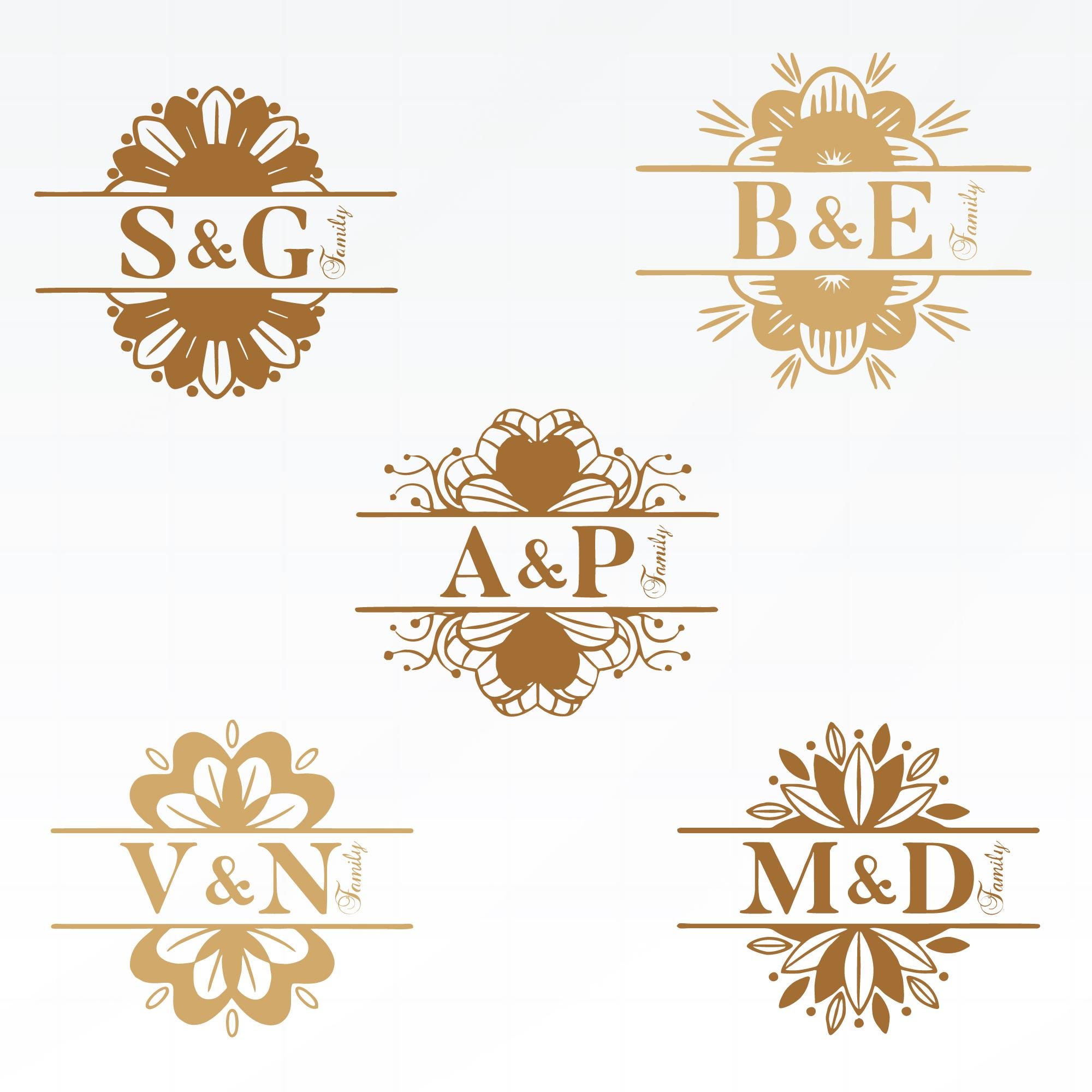 Family Name Monogram Svg Bundle, Family Name Monogram Clipart for ...