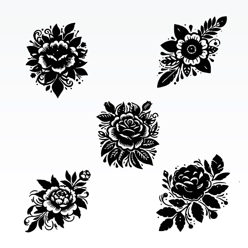 Roses Svg Bundle, Roses Clipart for Cricut, Rose Flower Silhouette ...