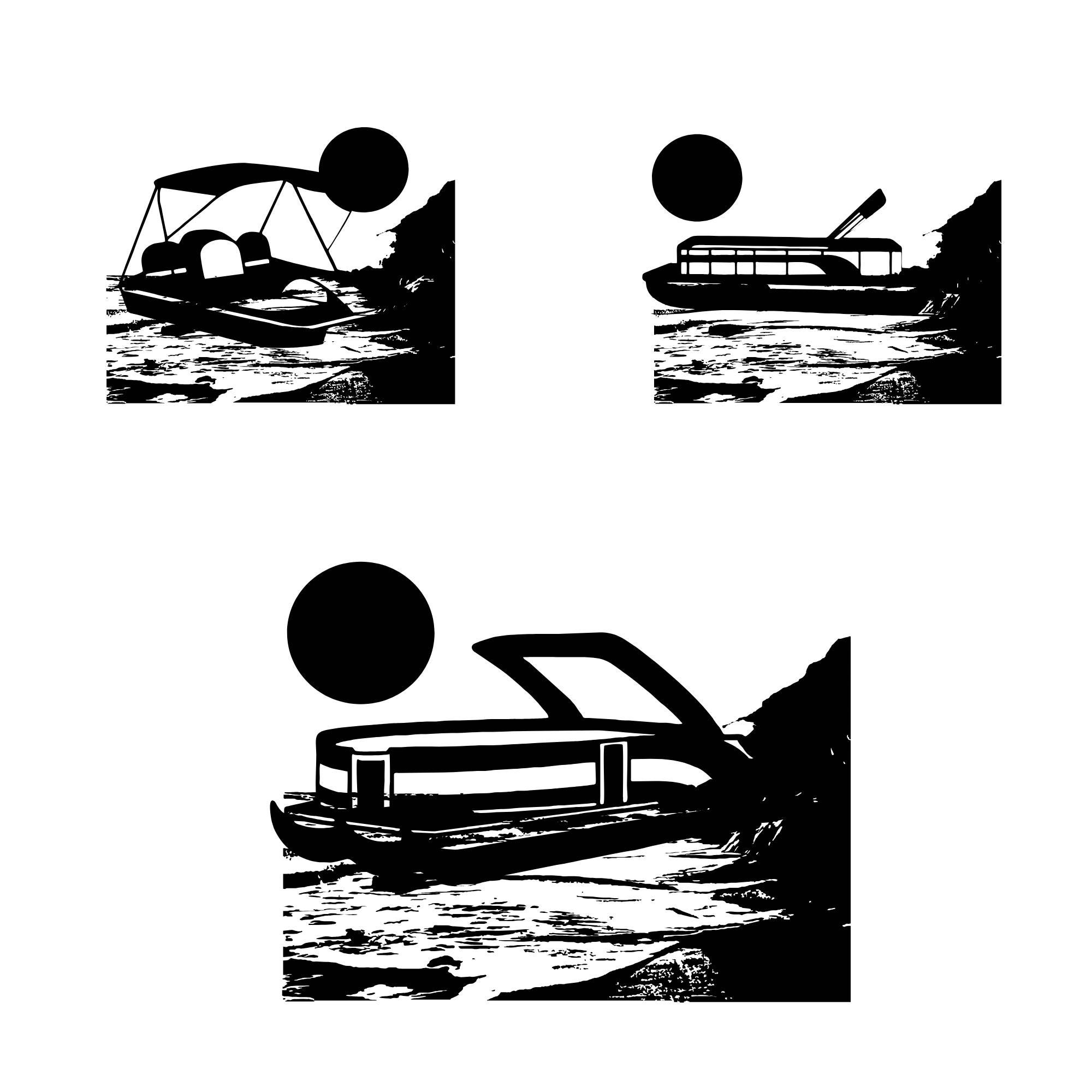 Pontoon Boat Svg Bundle, Boat Clipart, Pontoon Boat Scene Vector, Boat ...