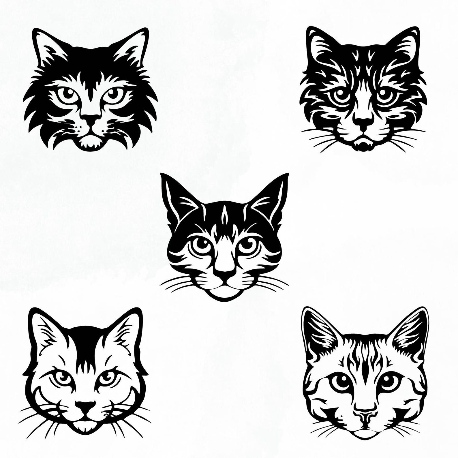 Cat Head Svg Bundle, Cat Head Clipart for Cricut, Cat Silhouette, Cat ...