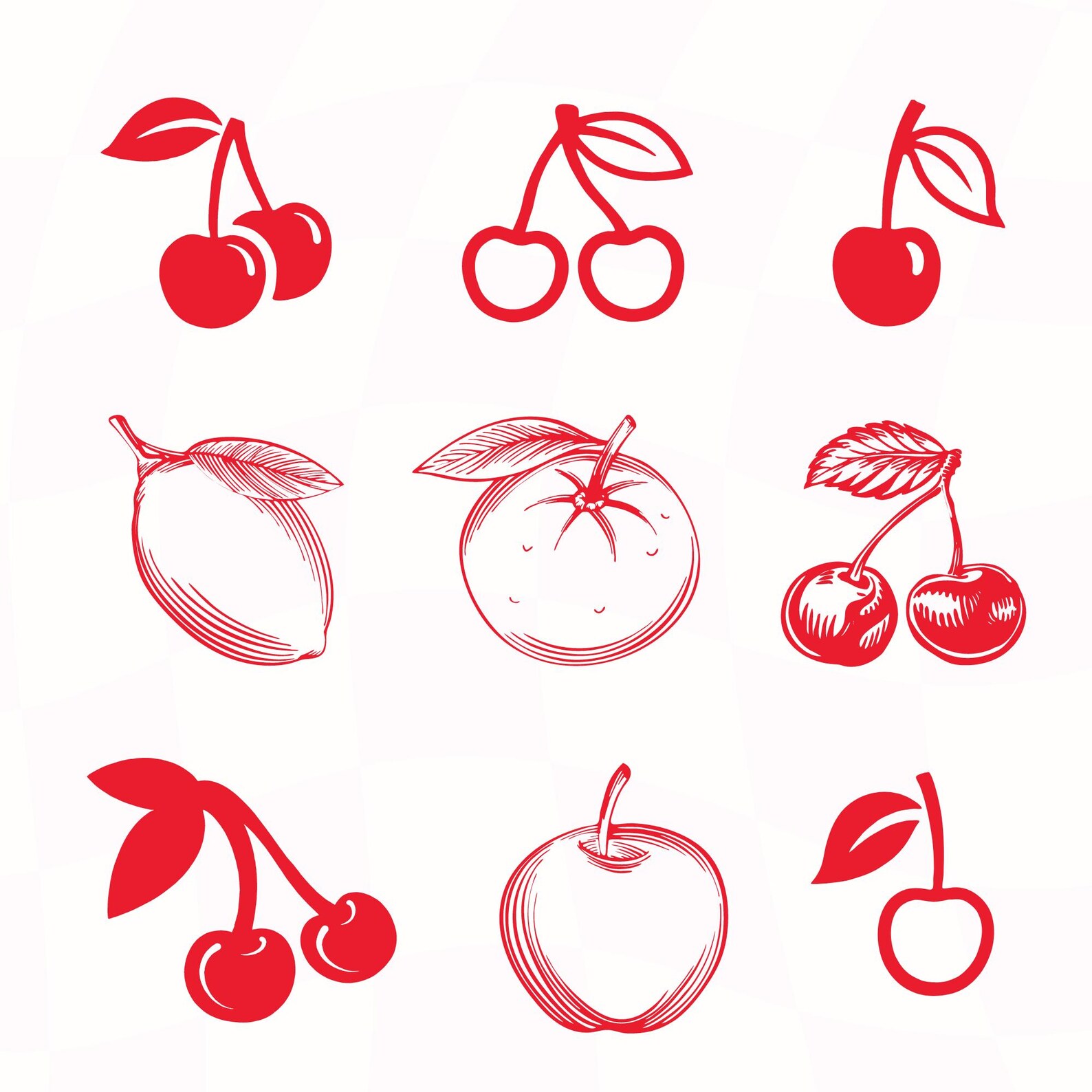 Cherry Svg Bundle , Cherry Clipart for Cricut, Fruit Silhouette, Cherry ...